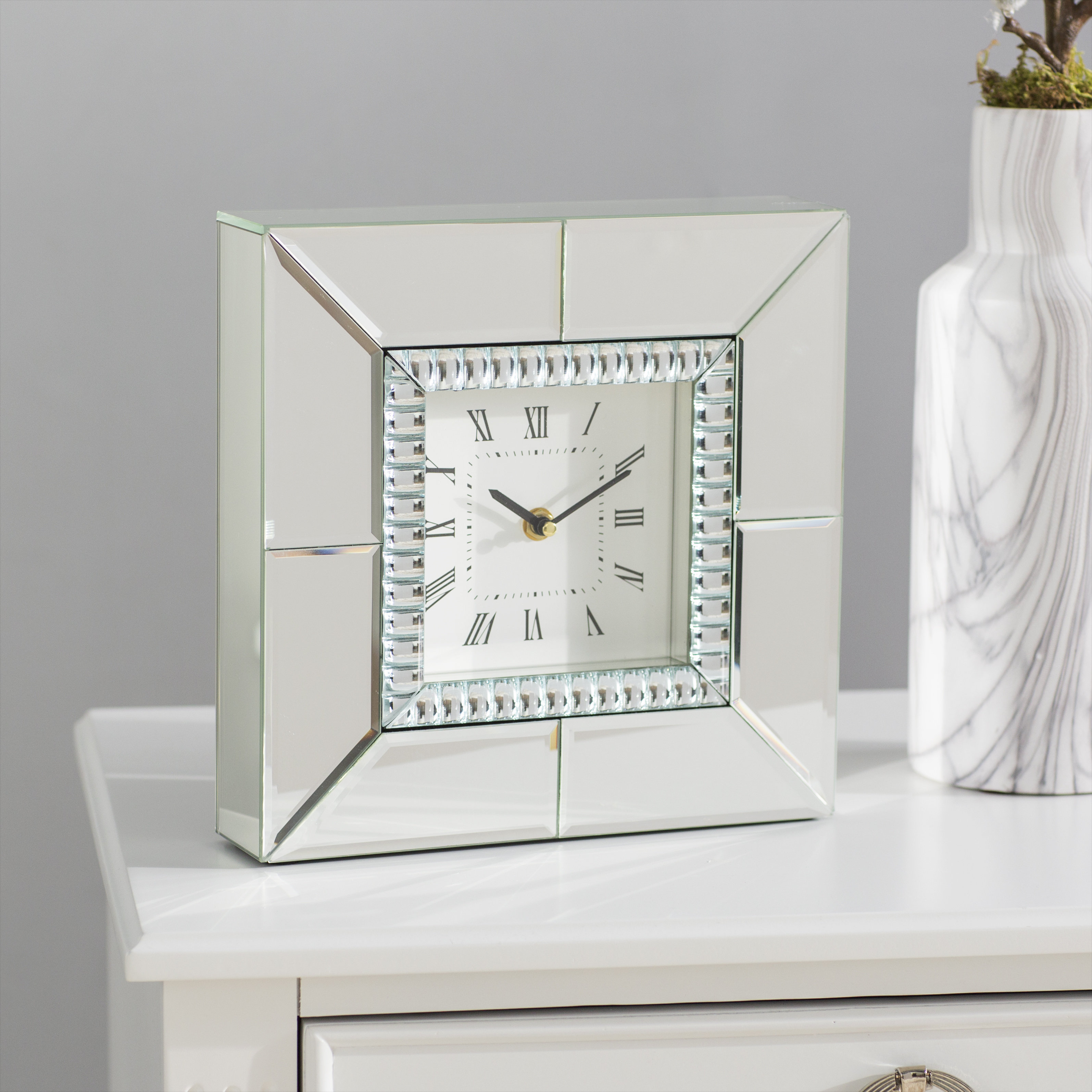 House of Hampton® Mirrored Table Clock & Reviews | Wayfair