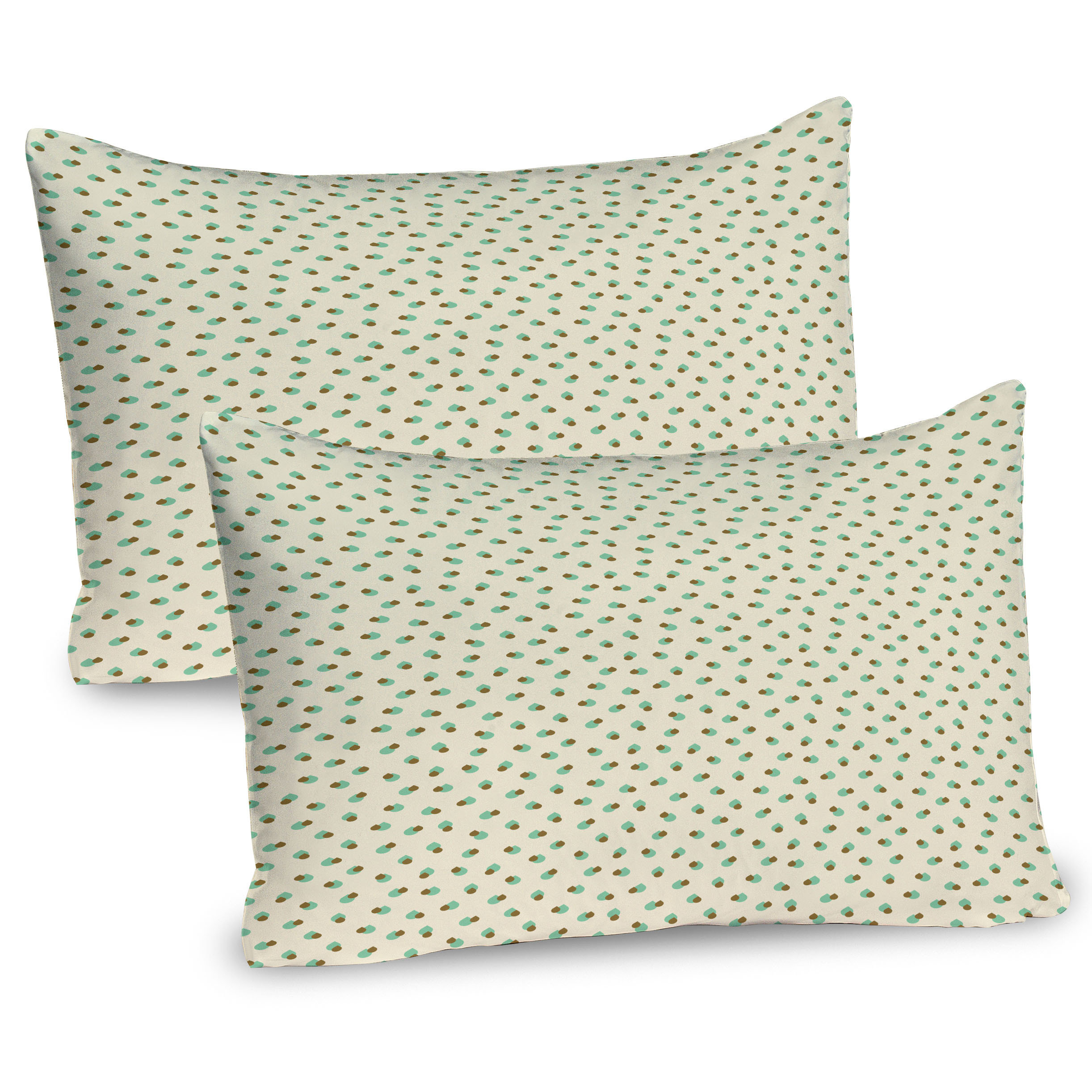 Ambesonne 1970s Pillow Sham 2 Pack Raindrop Shapes Classical Green Brown and Beige | Wayfair
