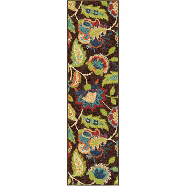 Winston Porter Rugs Indoor/Outdoor Floral Basil Brown | Wayfair