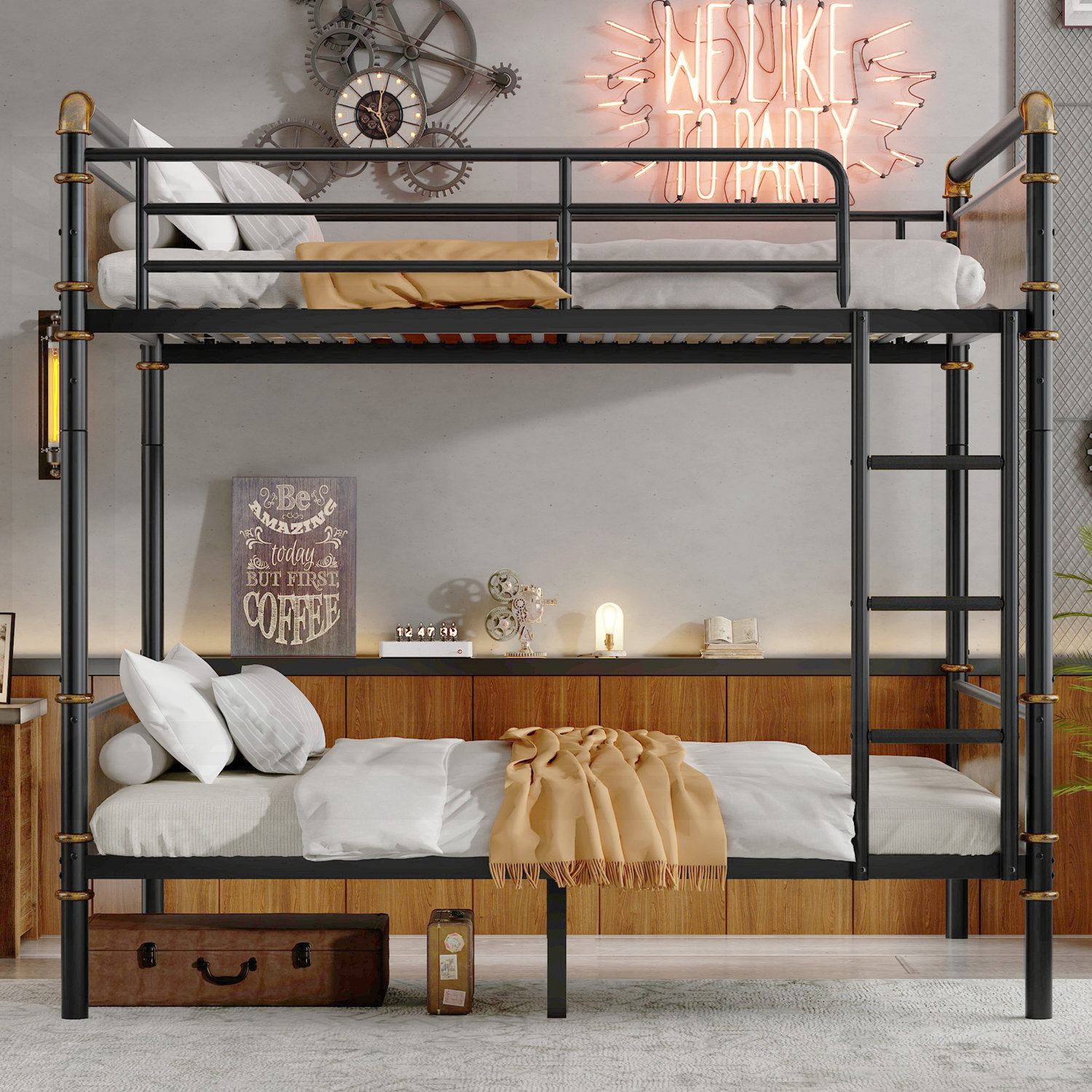 Mason & Marbles Versatile Industrial Metal Bunk Bed for Teens, Ensuring ...