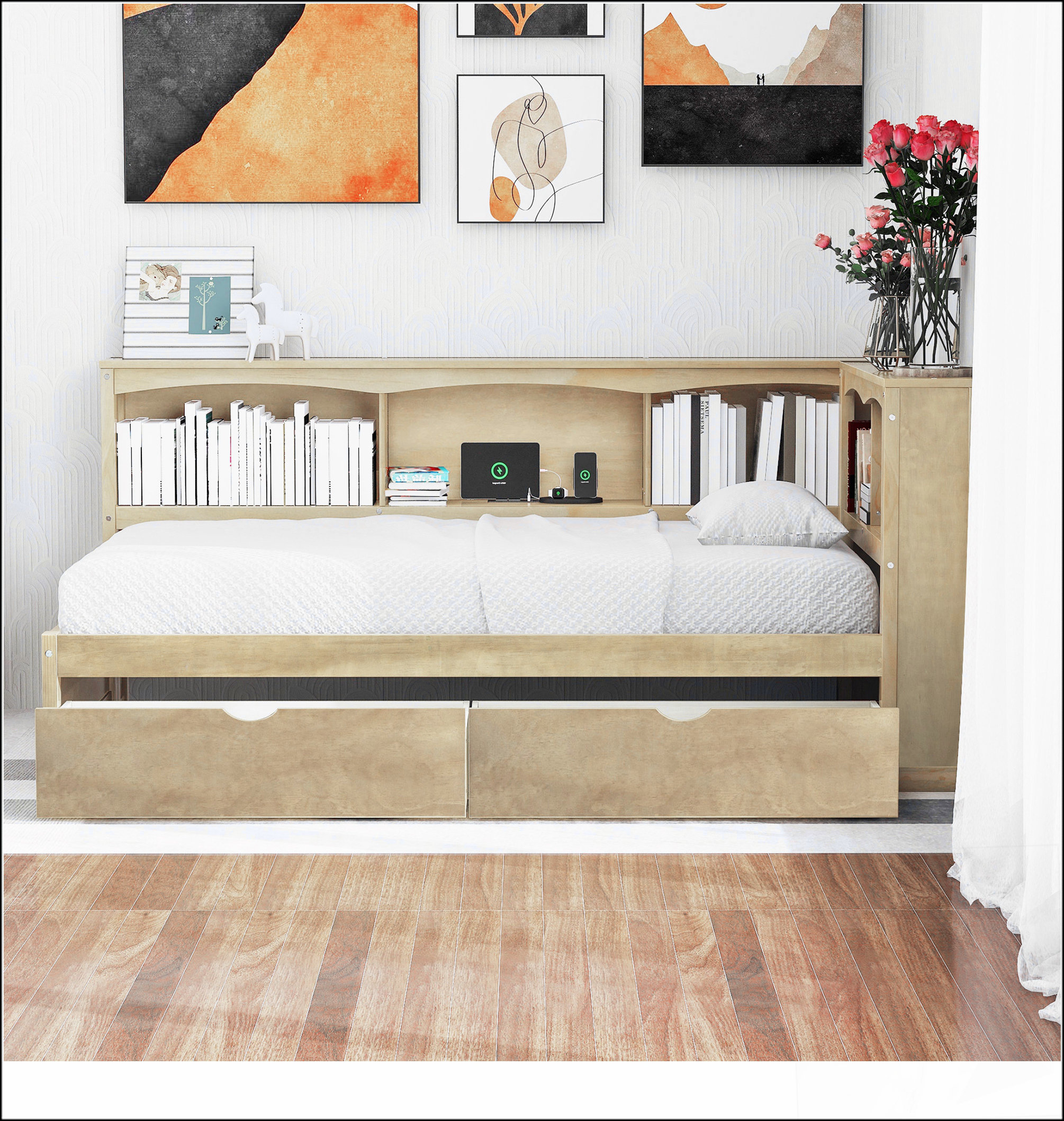 Lark Manor Twin Size Daybed With Two Storage Drawers, Storage Cabinets ...