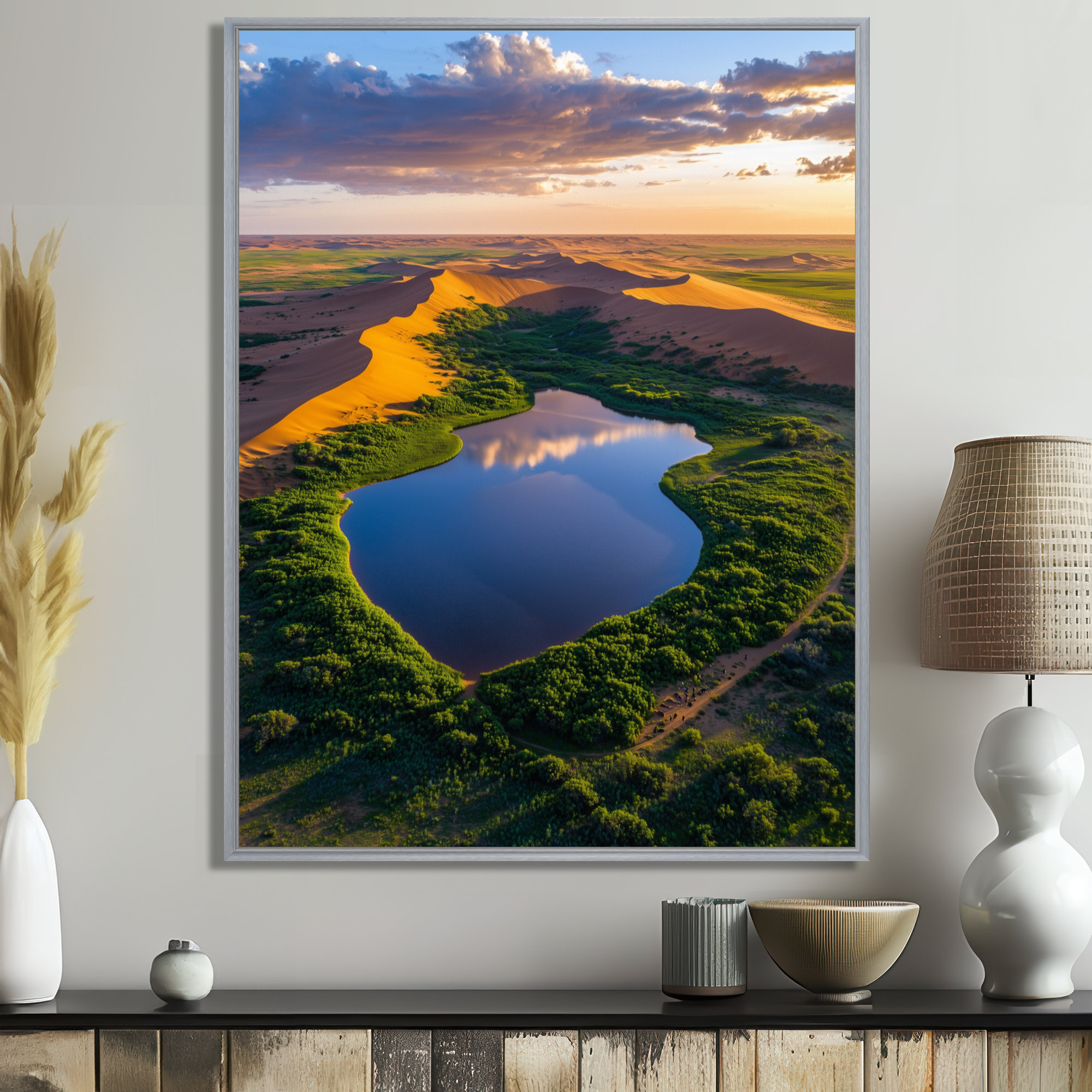 Ebern Designs An Aerial Photo Of Sahara River Desert - Desert Framed ...