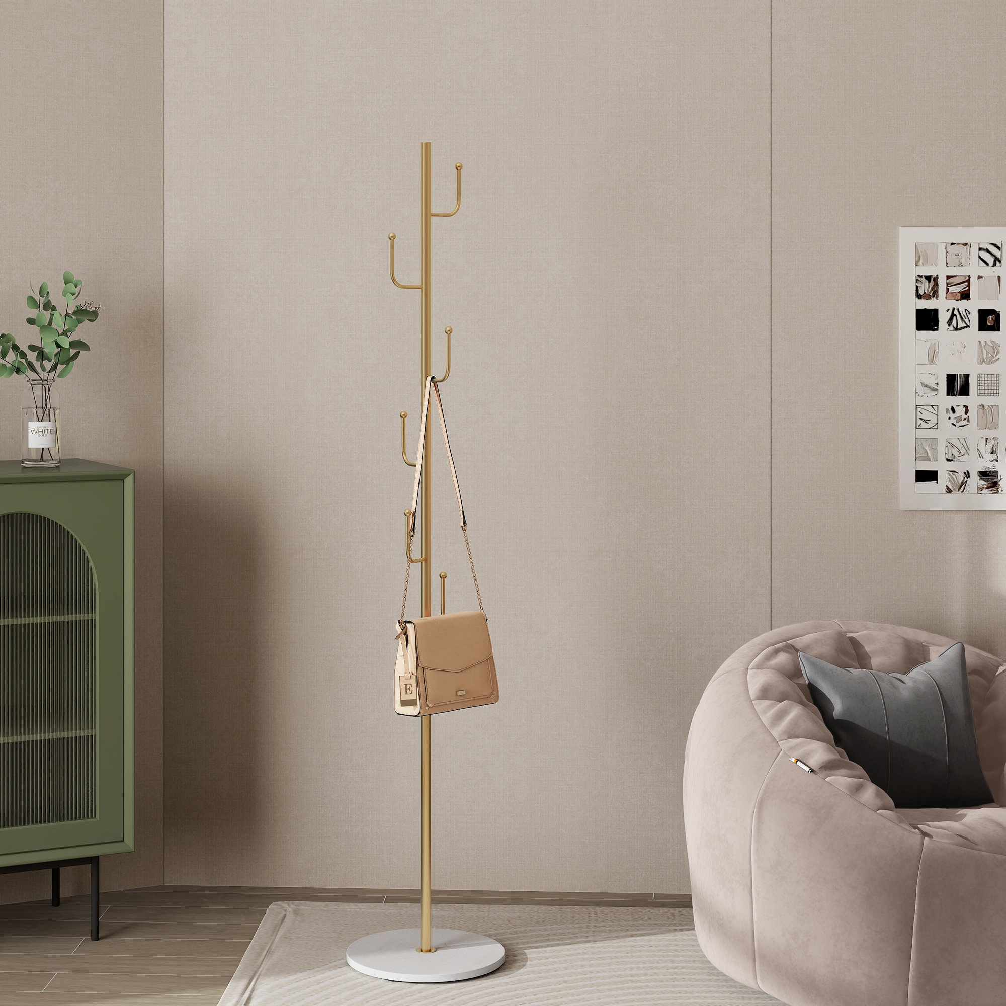 Ebern Designs Inita Metal Freestanding 6 - Hook Coat Rack & Reviews ...