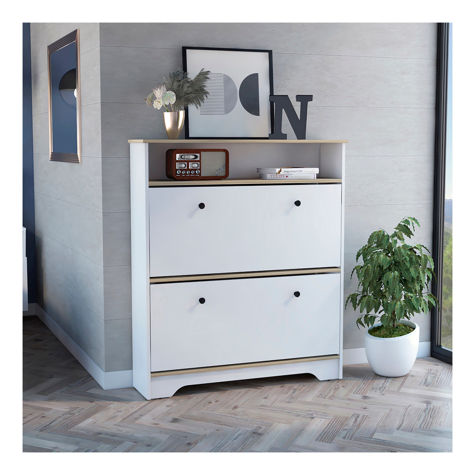 Winston Porter Shoe Rack Dublin, One Open Shelf, Two Extendable ...