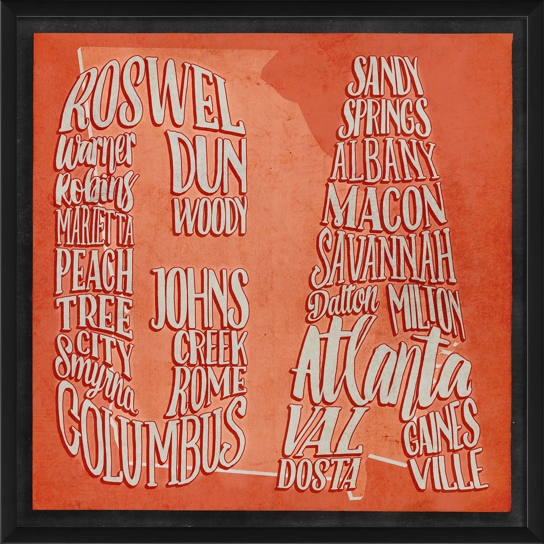 Ivy Bronx 'Georgia State Abbreviation' Framed Textual Art Print | Wayfair