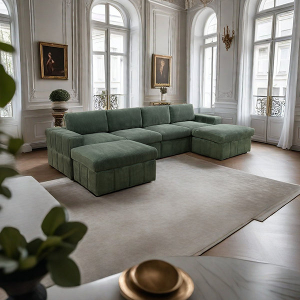 Ebern Designs Syssel 6 - Piece Corduroy Sectional - Wayfair Canada