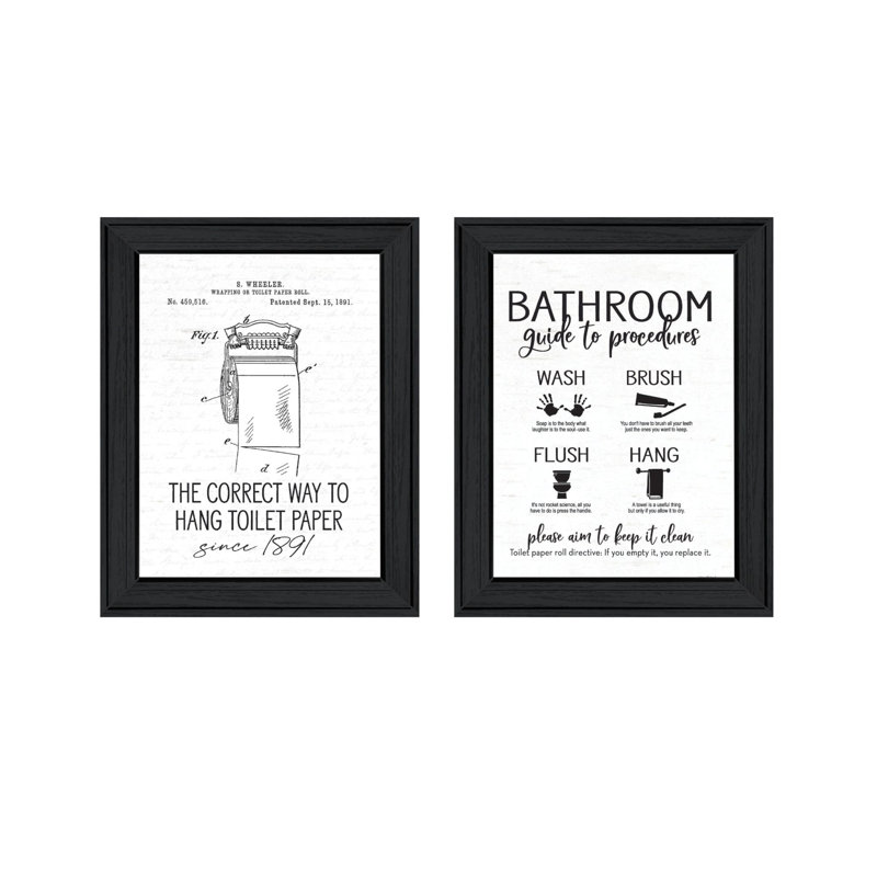 Trinx "Bathroom Guide To Procedures" Framed Wall Art For Bathroom, Wall ...