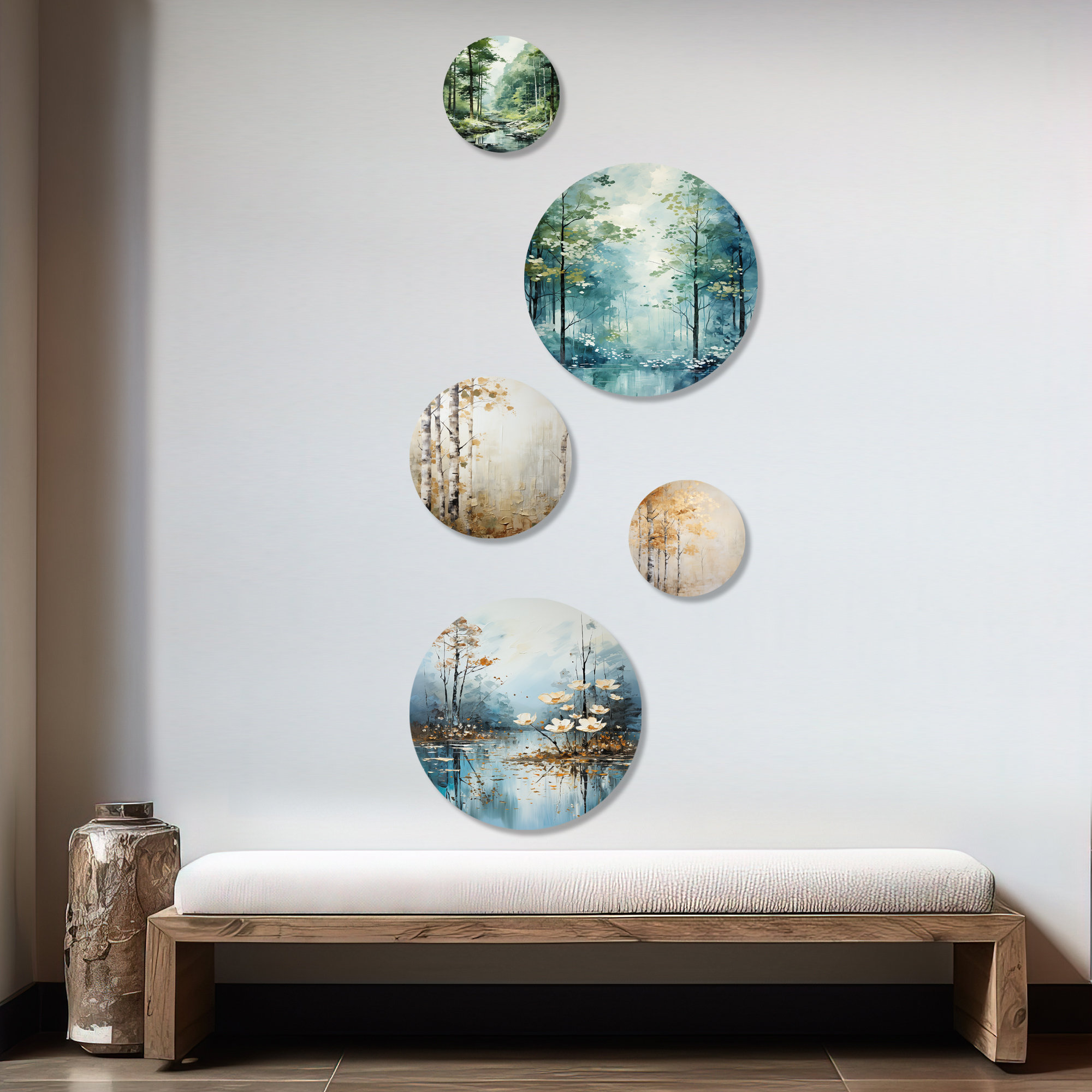 Millwood Pines Minimal River Forest Liquid Art - Forest Forest Round ...