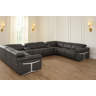 Hokku Designs Dark Gray Italian Leather Power Reclining U Shaped Ten ...