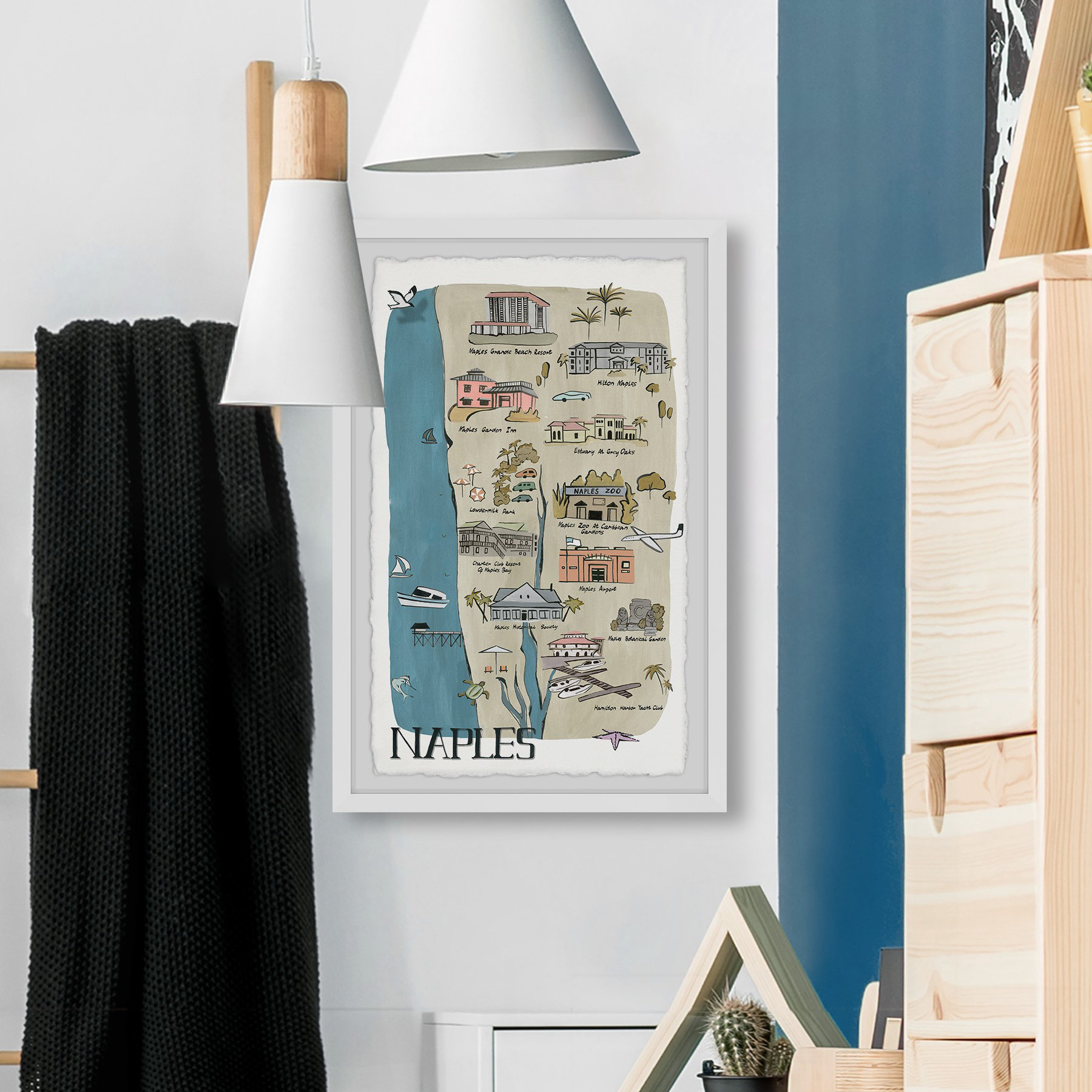 Red Barrel Studio Illustrated Map of Naples, Florida - Picture Frame ...