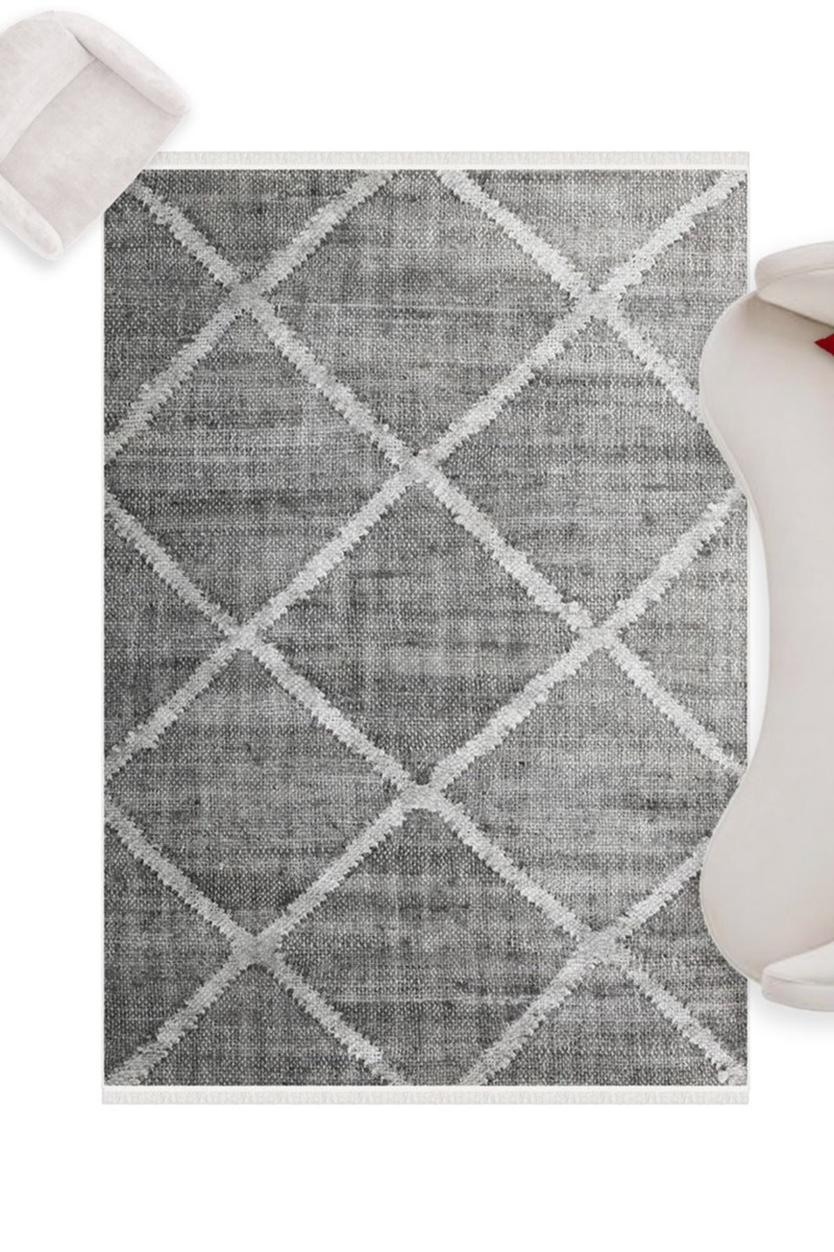 Rugpera Jujhar Grey Color Geometric Design Carpet Machine Woven ...