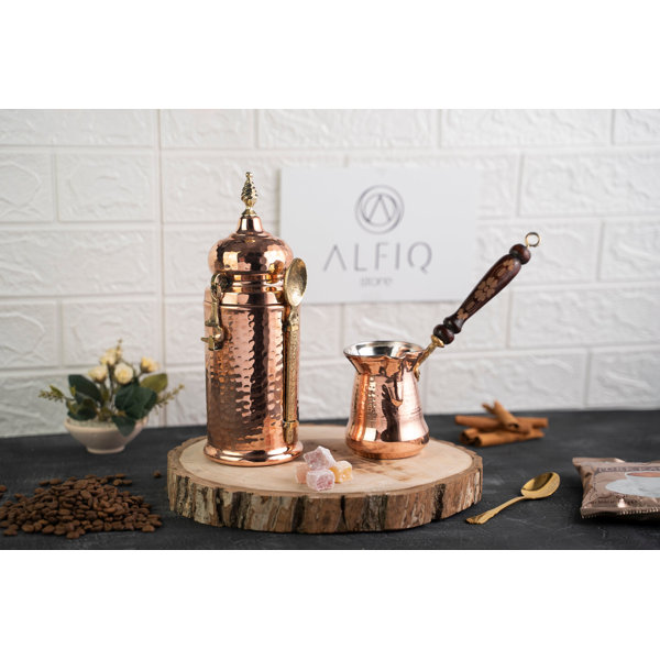 ALFIQ Copper Coffee Pot and Airtight Container Set | Manual Copper ...