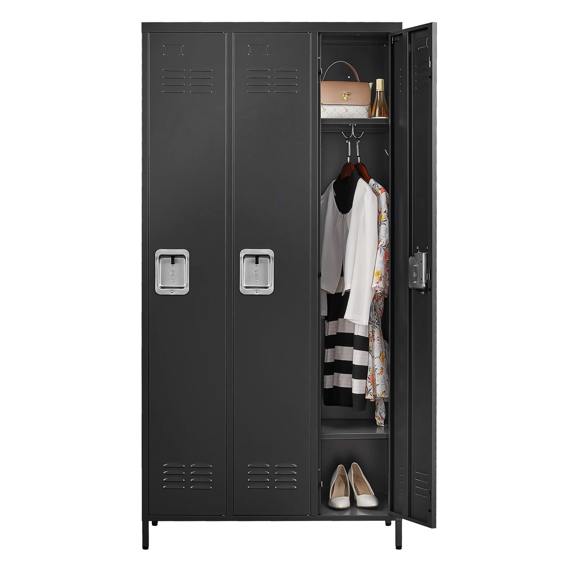 BIZOE 72" Metal Locker for Employees 3 Doors Steel Storage Locker for ...