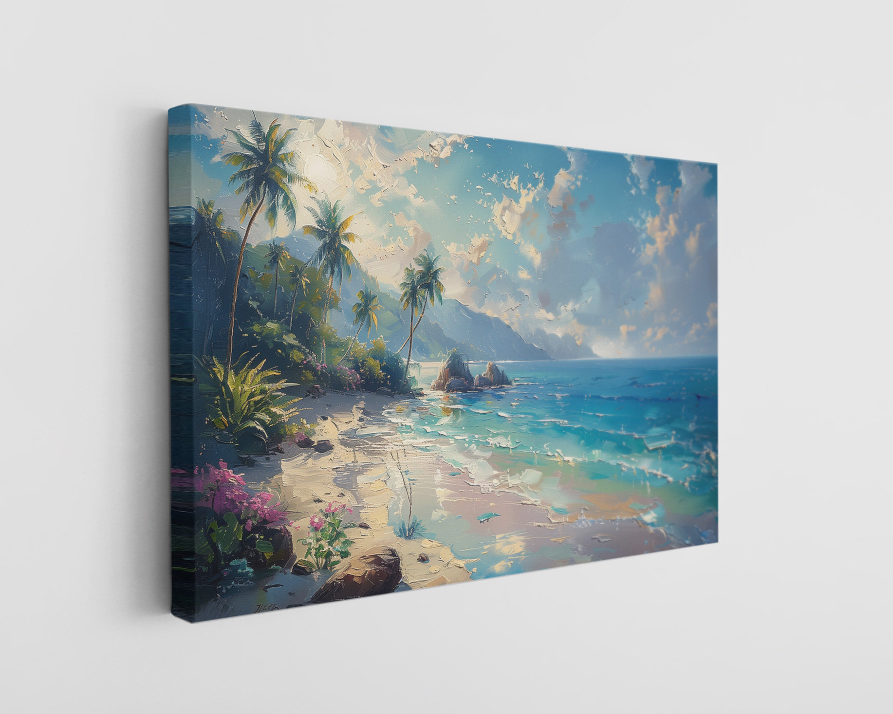Beachcrest Home Oil Painting of Tropical Beach Canvas Print, Modern ...