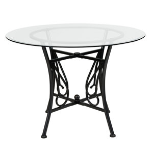 Fleur De Lis Living Corkey North 42'' Round Glass Dining Table with ...