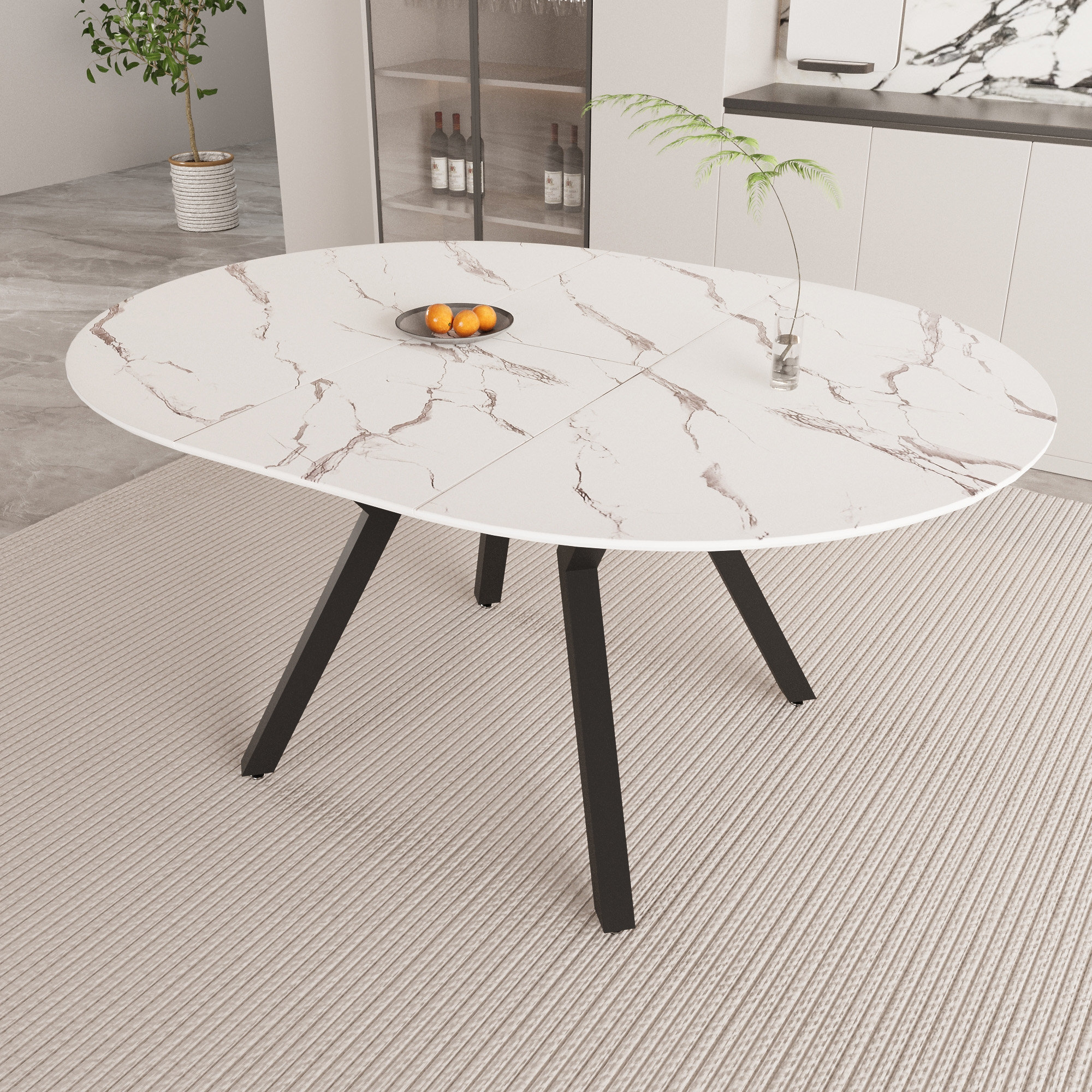 Ivy Bronx 47-63 " Extendable White Circular Dining Table (Only Tables ...