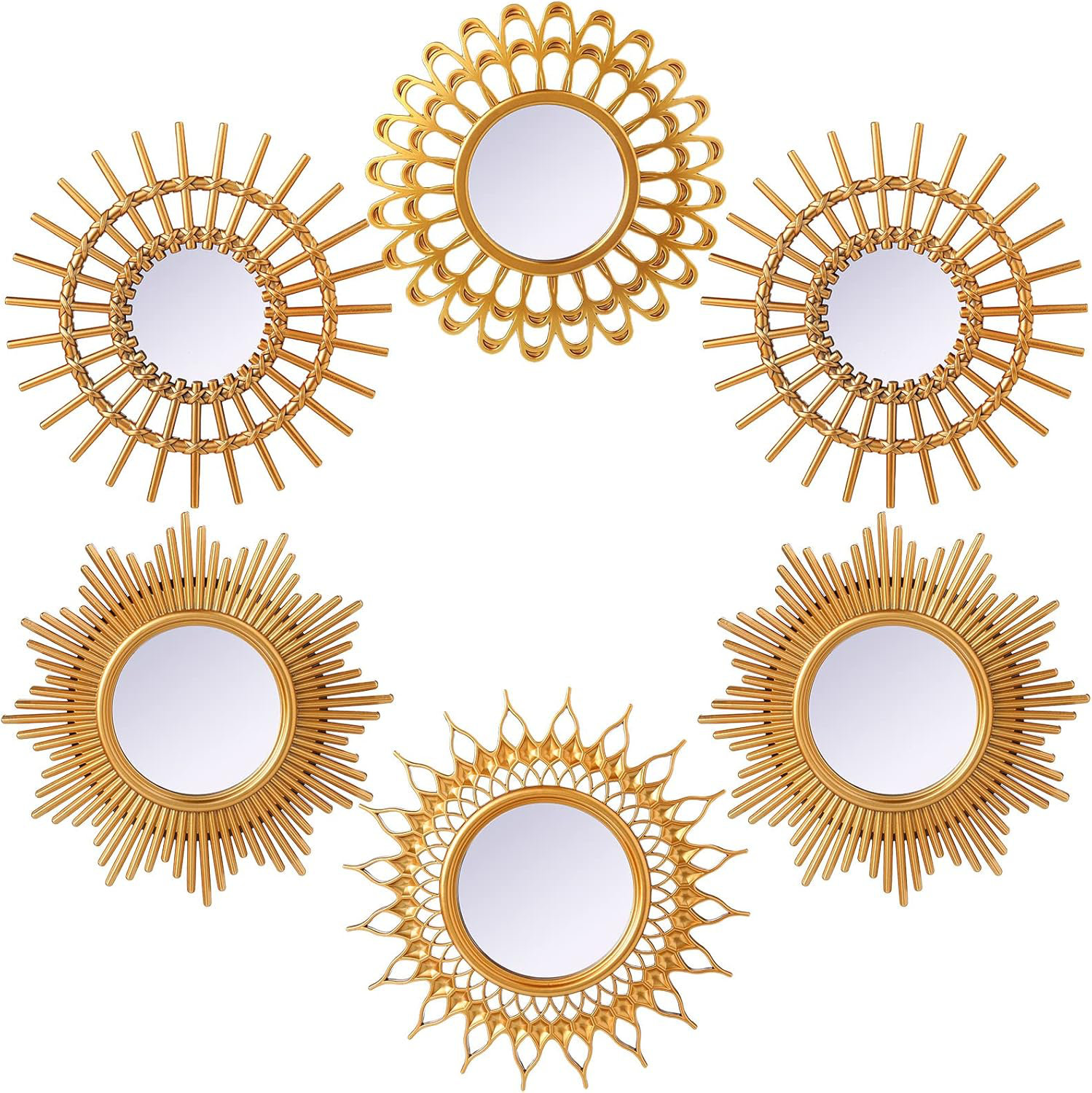 Dakota Fields 6 Pcs Decorative Mirrors - Small Circle Sun Mirrors For ...
