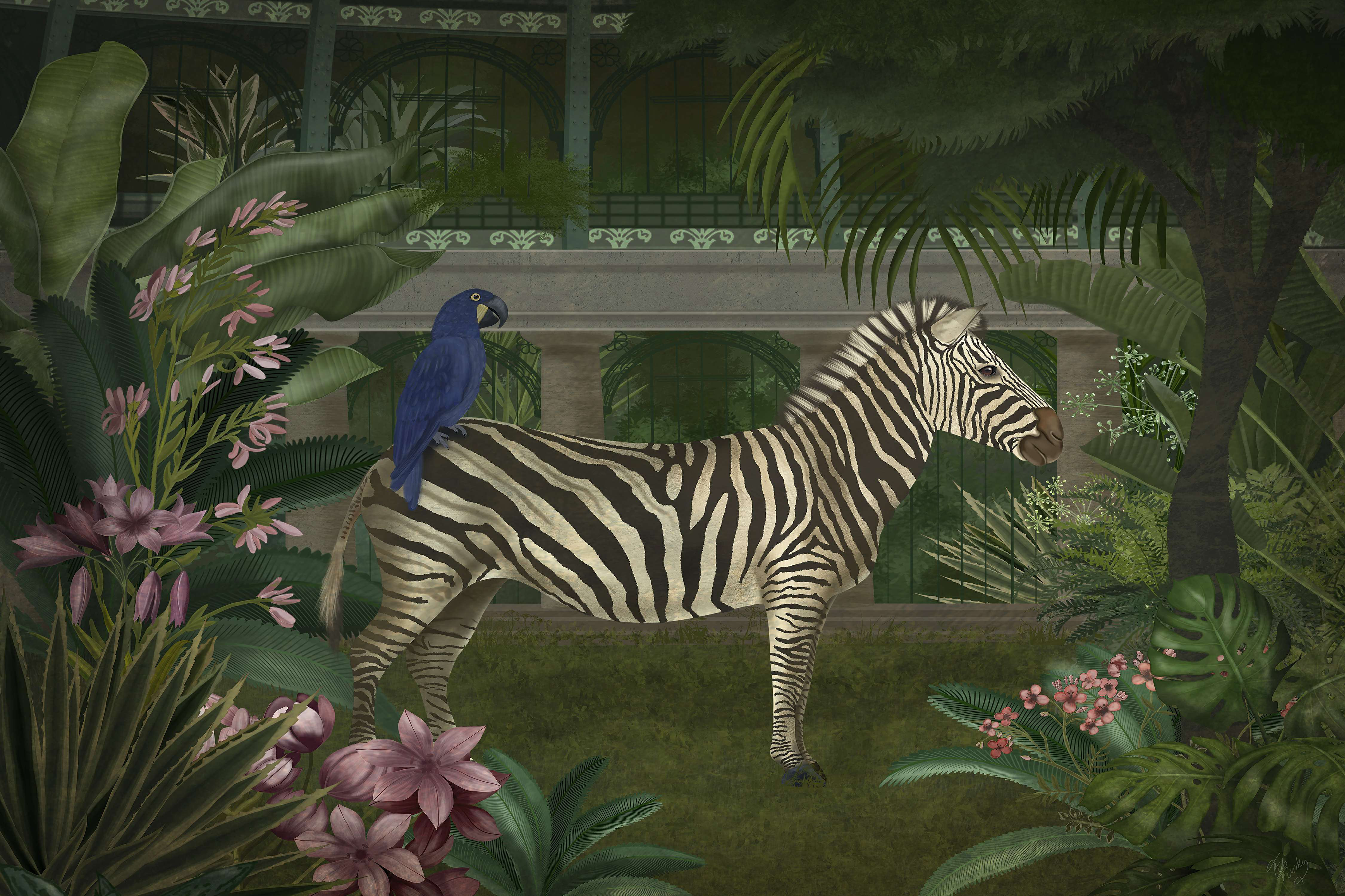 Wildon Home® Zebra in Conservatory - Wrapped Canvas Print | Wayfair