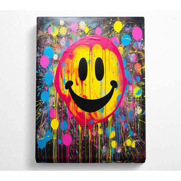 Happy Larry Smiley Face Urban Canvas Art Print | Wayfair.co.uk