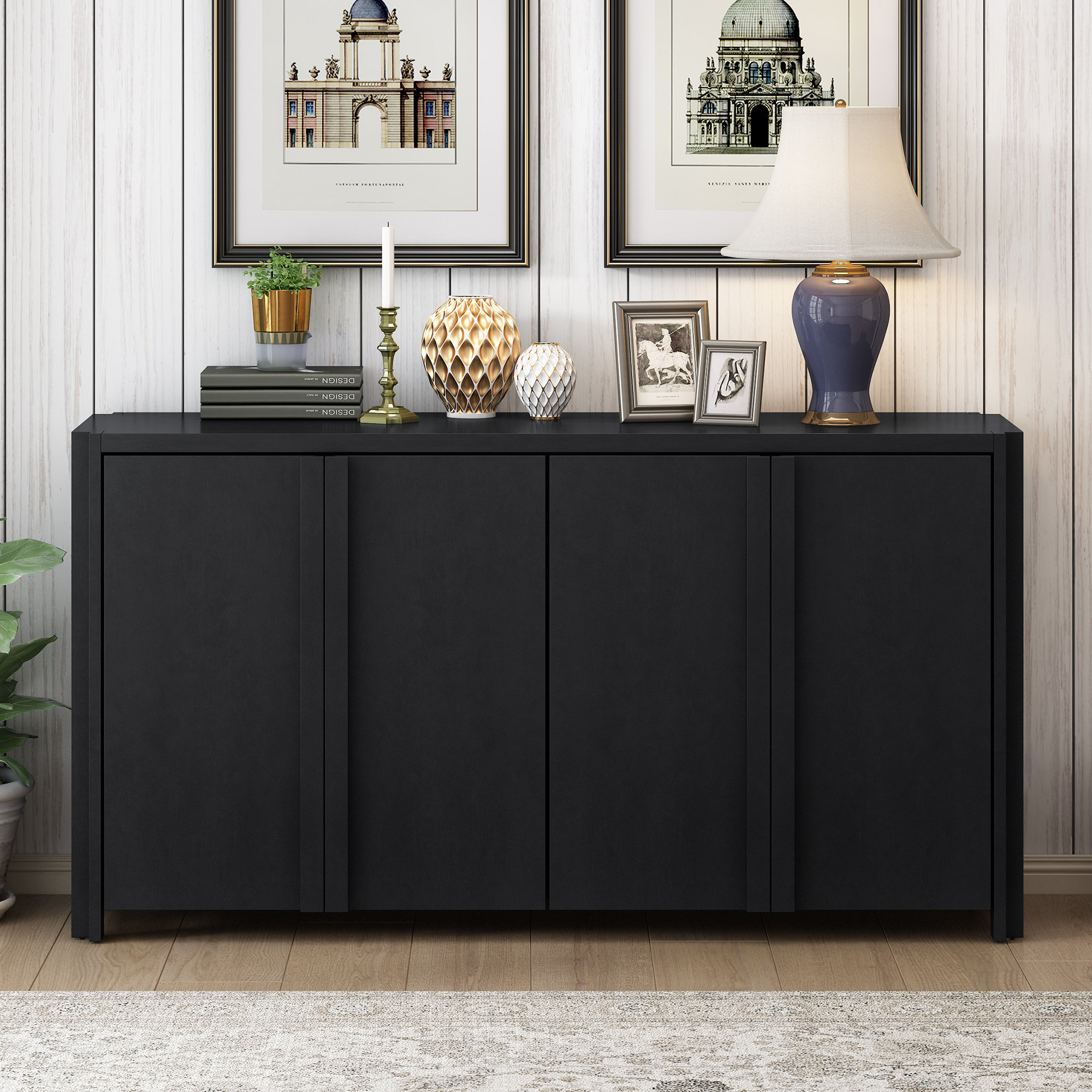 Ebern Designs Modern Exquisitely Crafted Designed Storage Cabinet Sideboard With 4 Doors And ...
