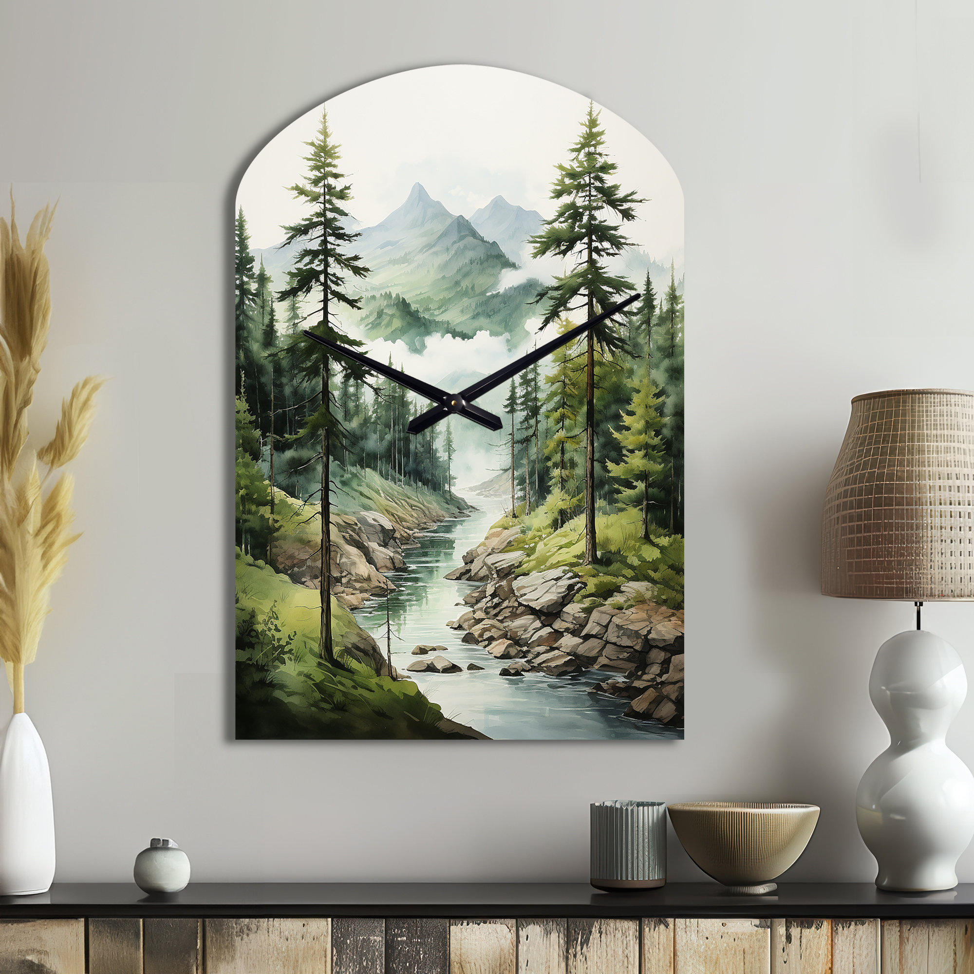 Design Art Green Pine Tree Eternal Guardians I - Pine Asymmetrical ...