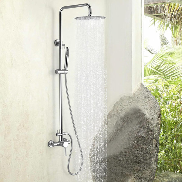 HIGEMZ Wall Mount Outdoor Shower Kit, Outside Shower Faucet,Brushed ...