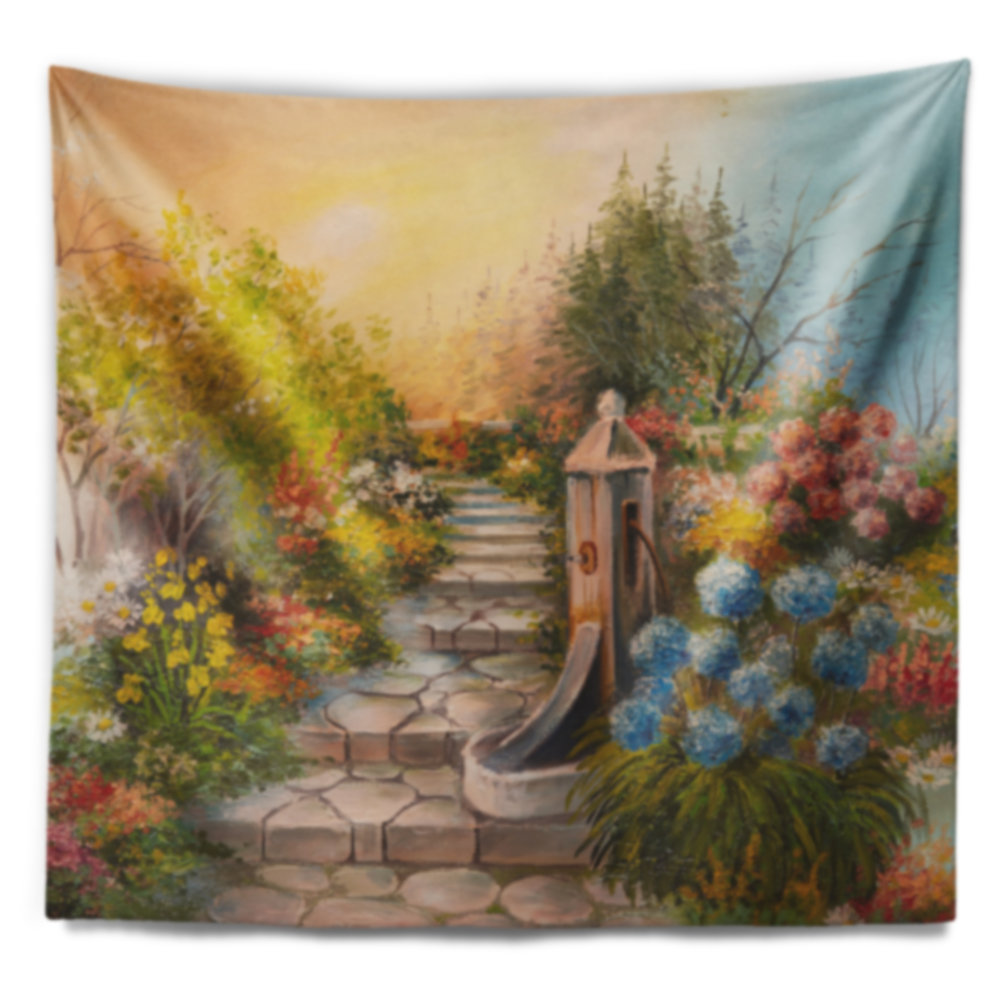 East Urban Home Stone Stairs in Forest Tapestry | Wayfair