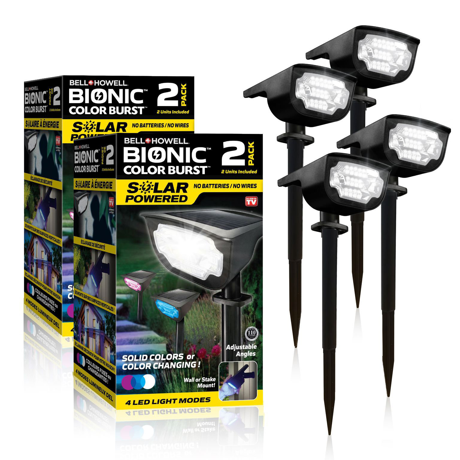 Bell + Howell Black Solar Powered Integrated LED Pathway Light Pack ...