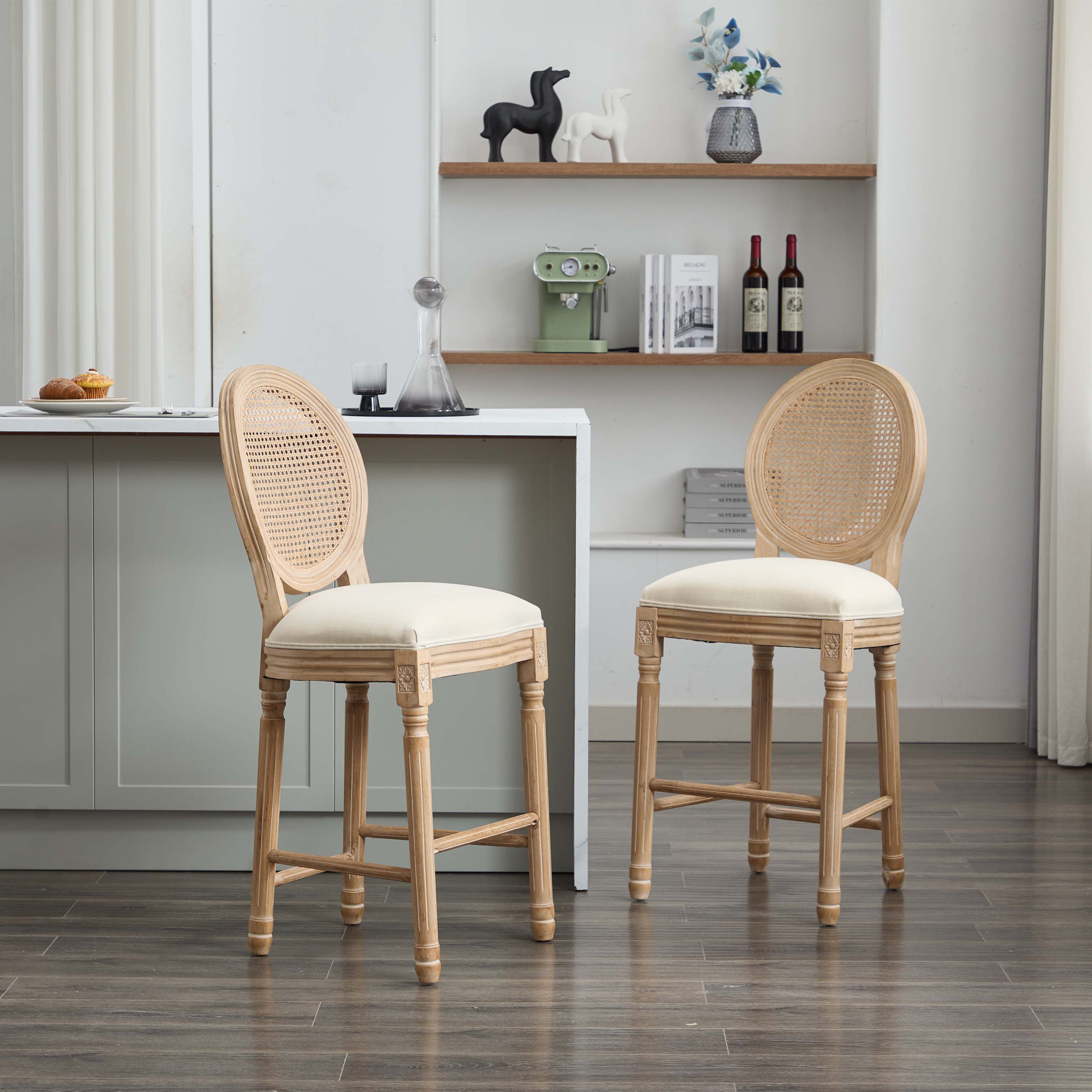 Hokku Designs Solid Wood Bar stools Set of 2 Classic French Country ...