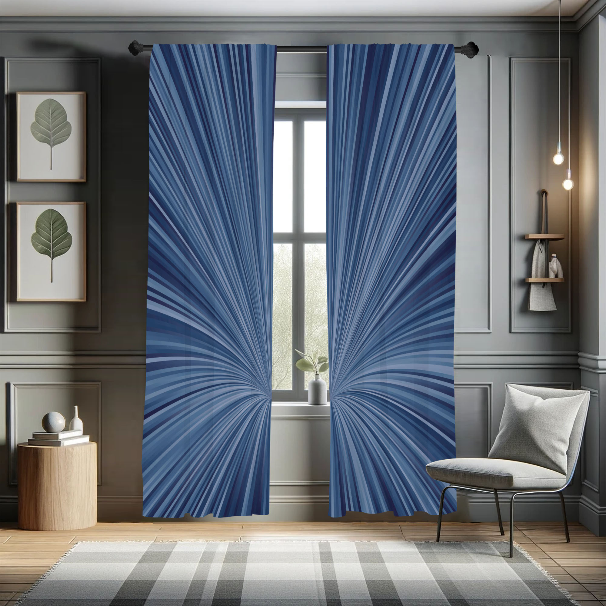 Wrought Studio™ Abstract Curtains, Modern Fractal Squares Art, Pair of ...