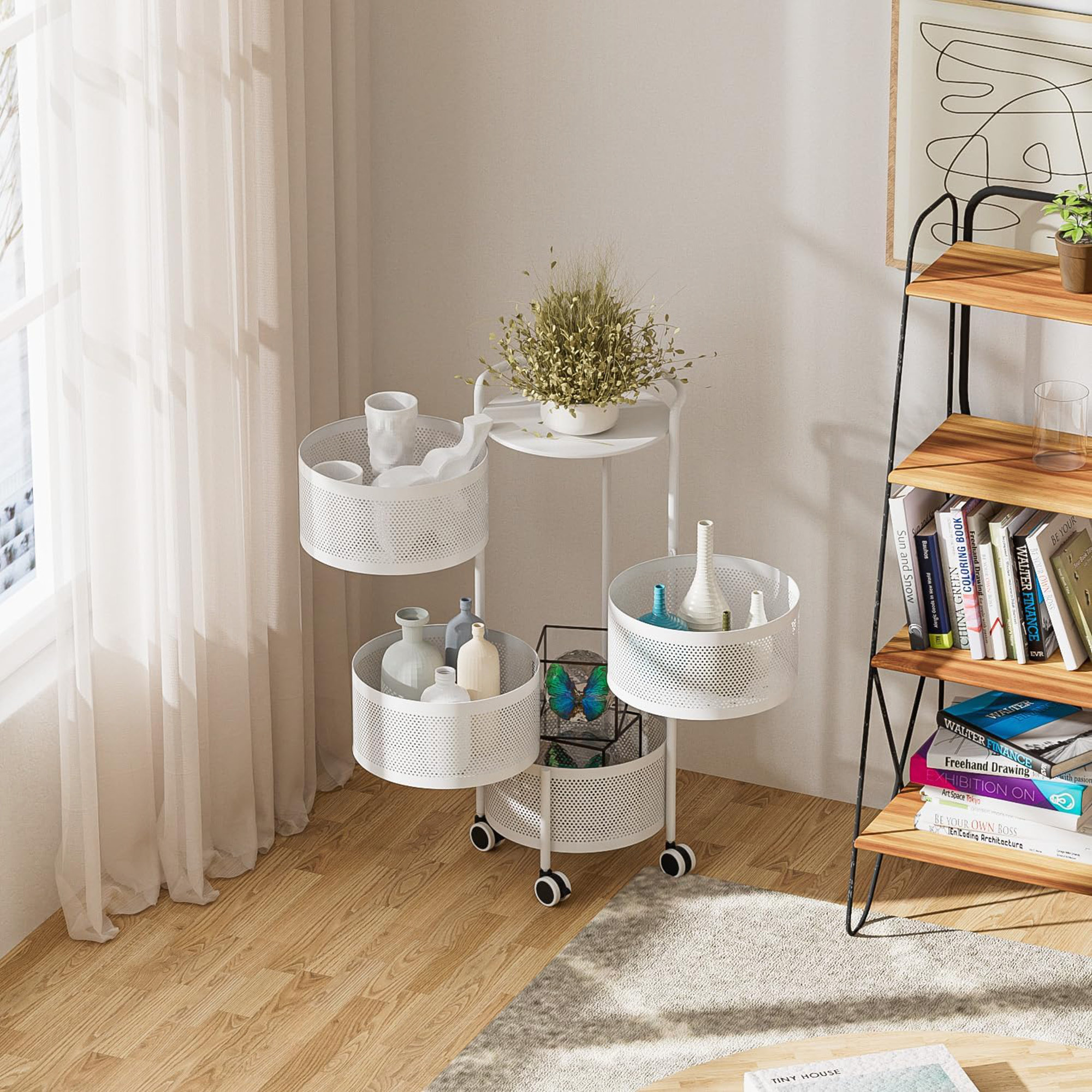 Mint Pantry® 4-Tier Rotating Kitchen Storage Shelves Rack - Removable ...