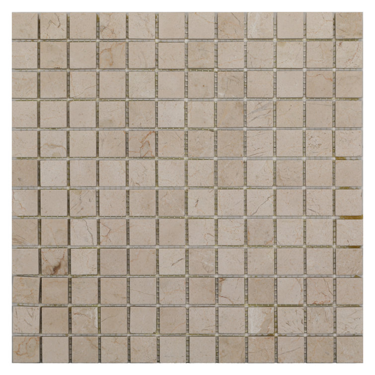 Symple Stuff Addis 1" x 1" Grid Crema Marfil Marble Mosaic Wall & Floor ...
