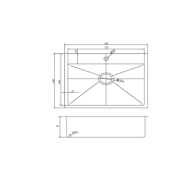 Onex 30.98'' L Drop-In Single Bowl Stainless Steel Kitchen Sink ...