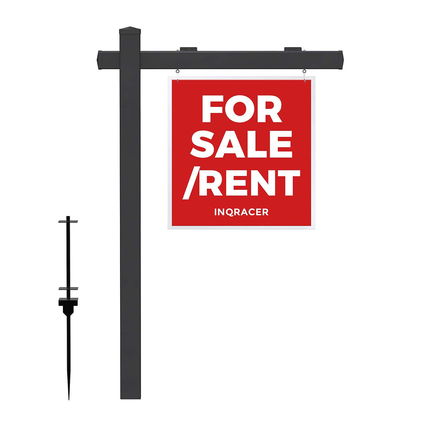 Upland Black Real Estate Sign Post With Flat Cap 6Ft. Realtor Yard Sign ...