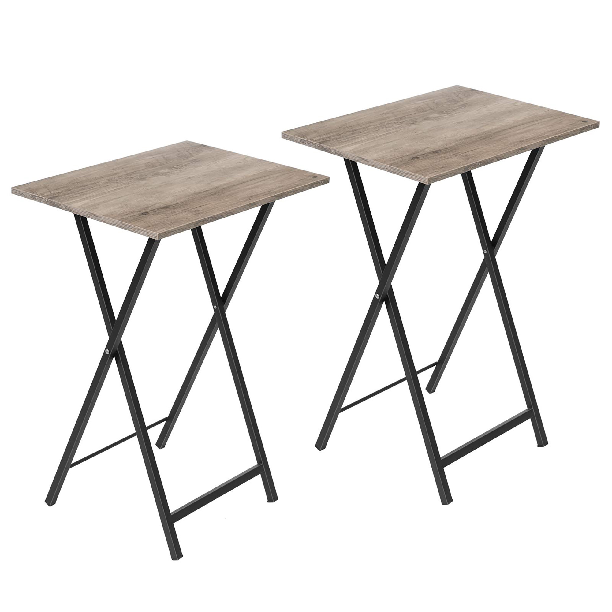 KIBNOF Folding TV Tray Tables, Set of 2 Side Table for Small Space ...