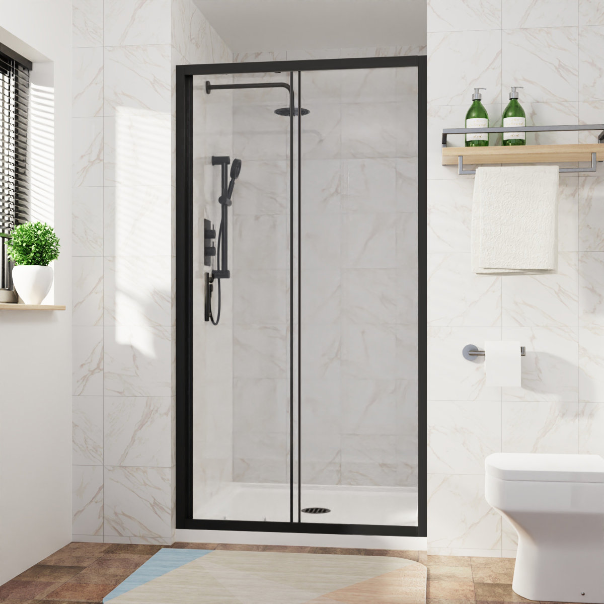 Belfry Bathroom Ashlock 1125mm W x 1900mm H Single Sliding Framed ...