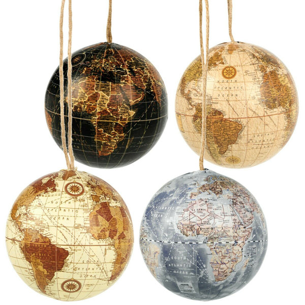 Marlow Home Co. 4 Piece World Globe Bauble Set | Wayfair.co.uk