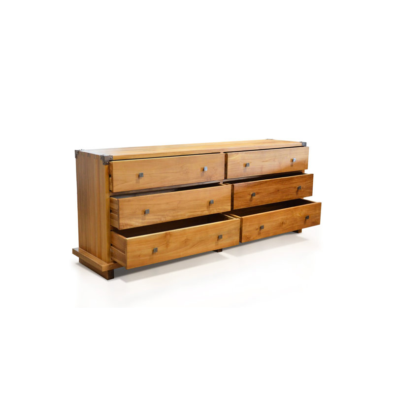 The Twillery Co.® Immingham 6 Drawer 83" W Solid Wood Double Dresser ...