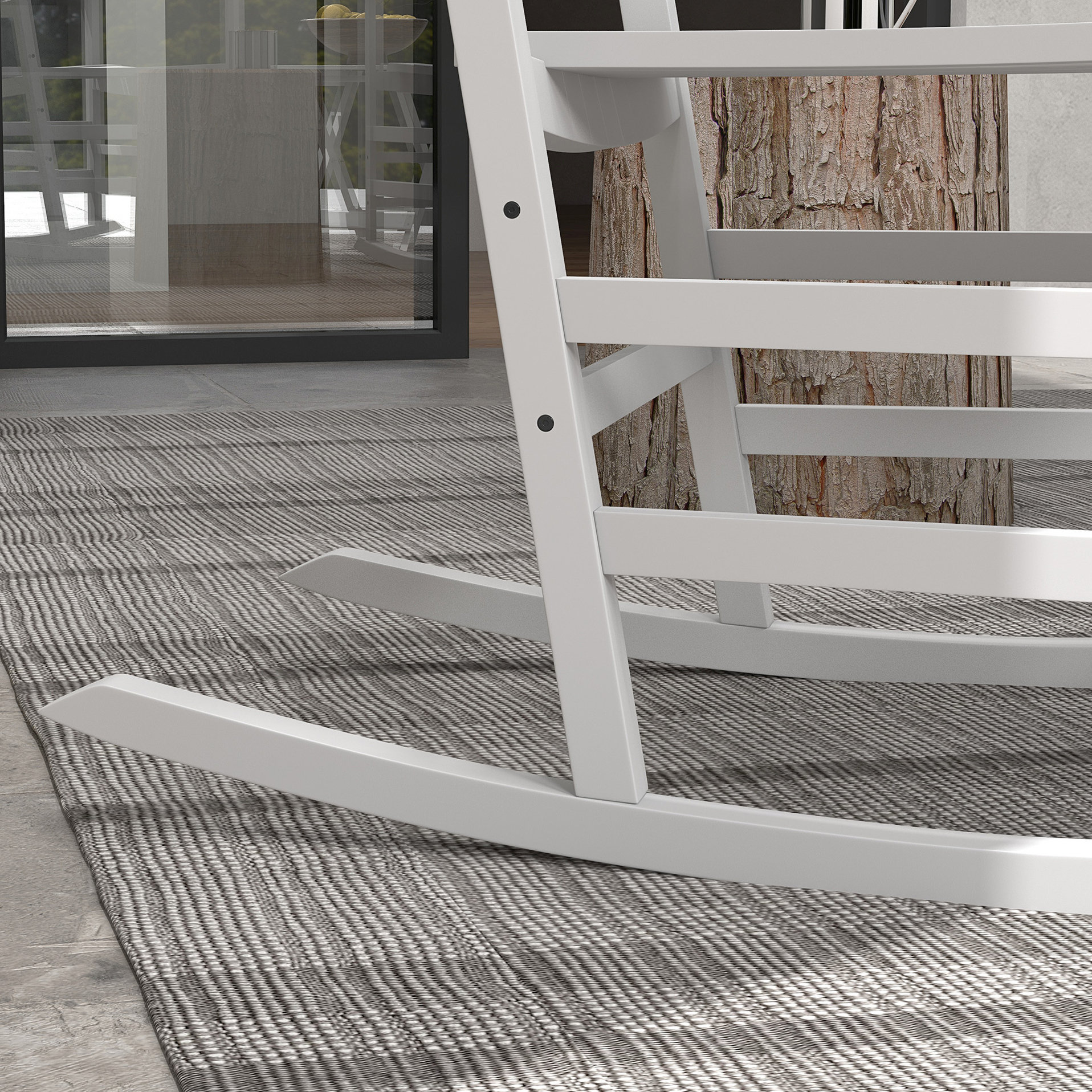 Ophelia & Co. 2 Outdoor Wooden Rocking Chair With Side Table, White ...