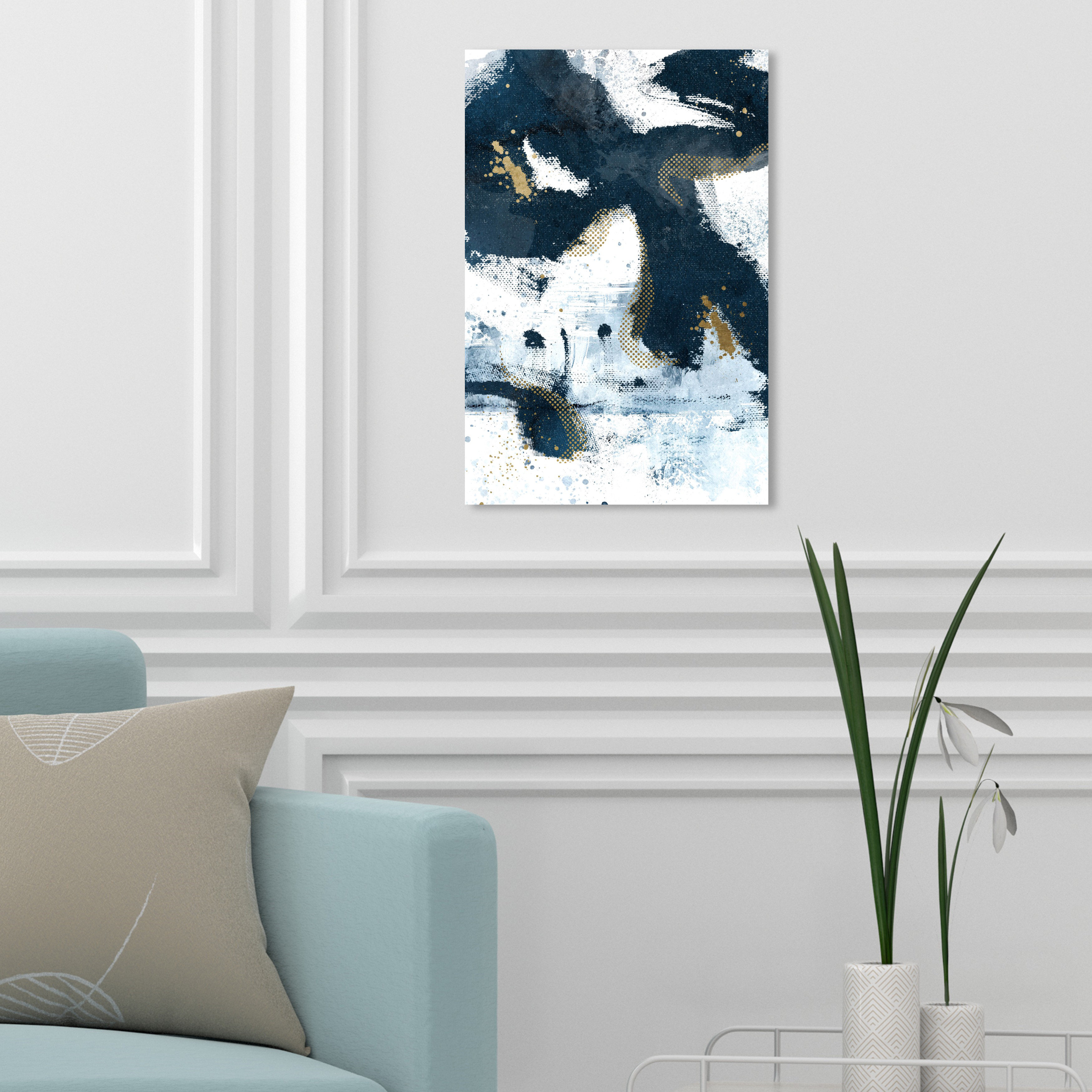 Oliver Gal Abstract Blue/White Screen - Painting | Wayfair