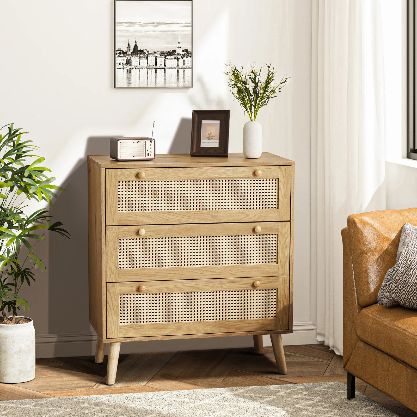 Bay Isle Home™ Rattan 3 Drawer 31"W Wood Dresser & Reviews | Wayfair