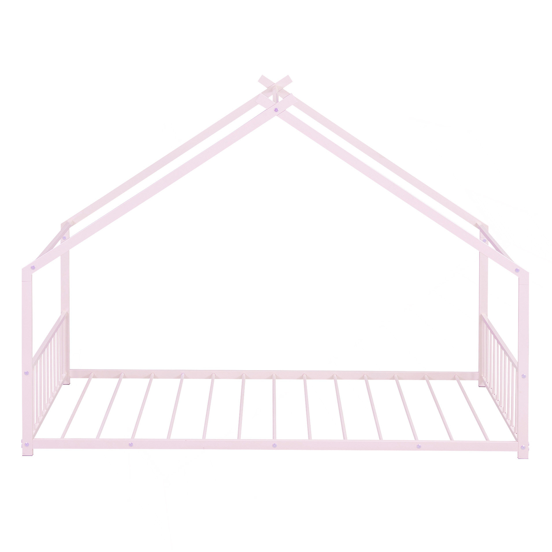 17 Stories Full Size Metal House Bed, Pink - Wayfair Canada