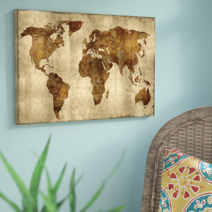 East Urban Home 'The World' Graphic Art Print on Canvas in Bronze on ...
