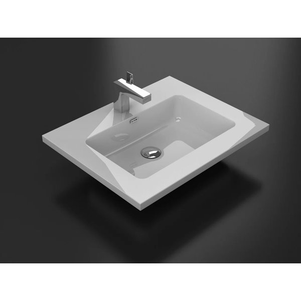 Alma 19'' Chrome Polymarble Rectangular Bathroom Sink with Overflow ...