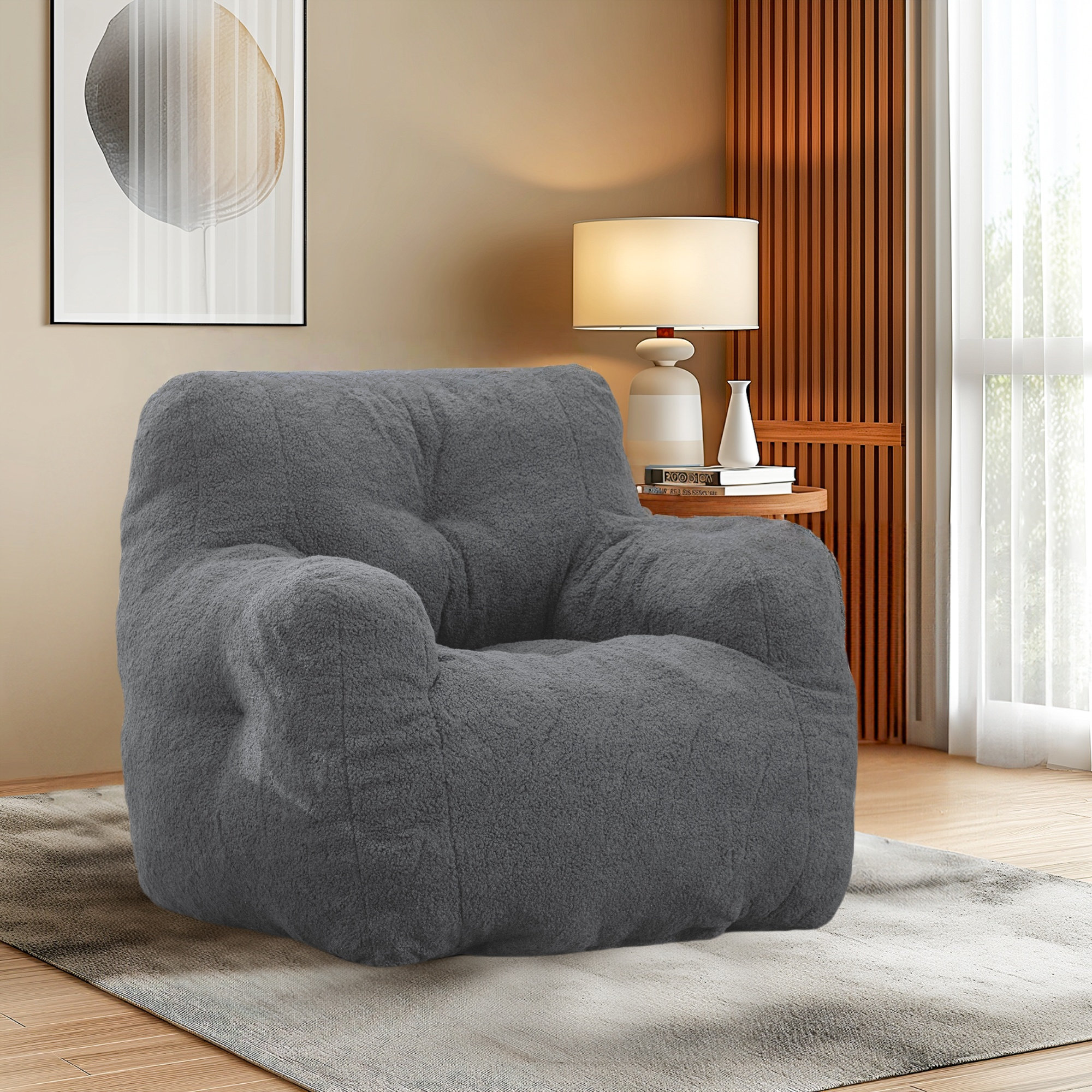 Trule Bean Bag Chair, Bean Bag Sofa Chair With Armrests, Fluffy And ...