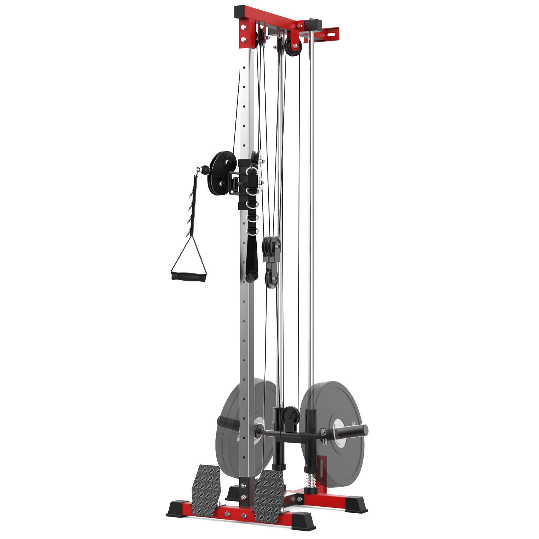 Qeetex Red Wall Mount Cable Machine Dual Pulley Cable Crossover Machine ...