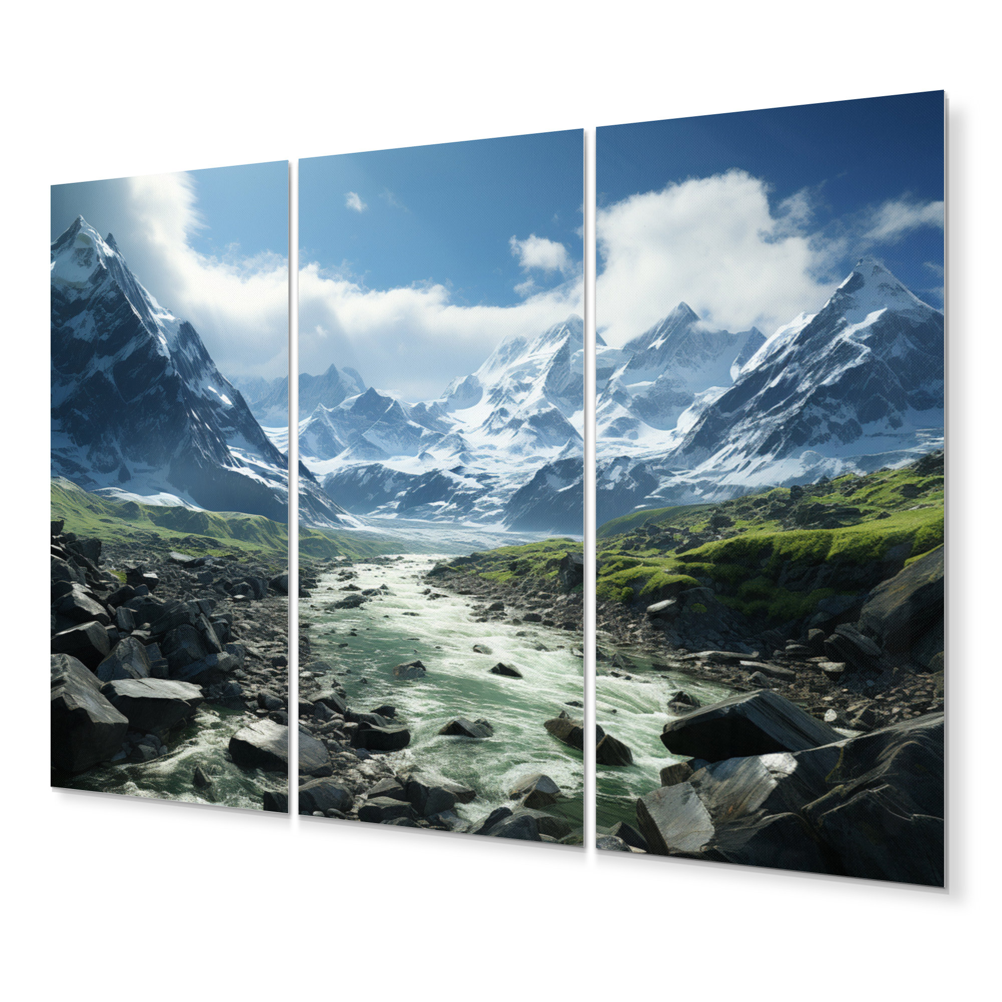 Millwood Pines Green Glacier Frozen Eternity Green I On Metal 3 Pieces ...
