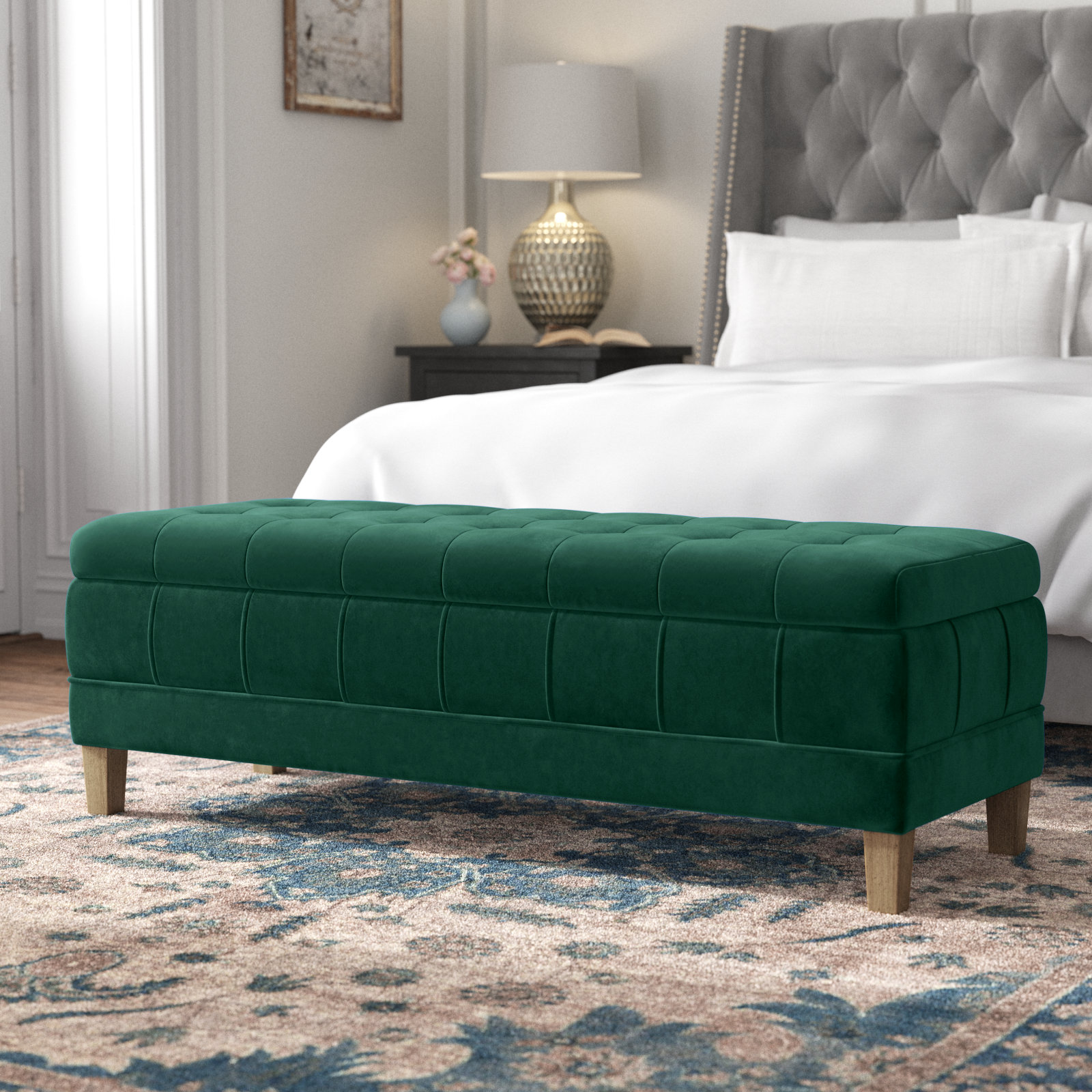 Kelly Clarkson Home Gloria Velvet Ottoman & Reviews | Wayfair