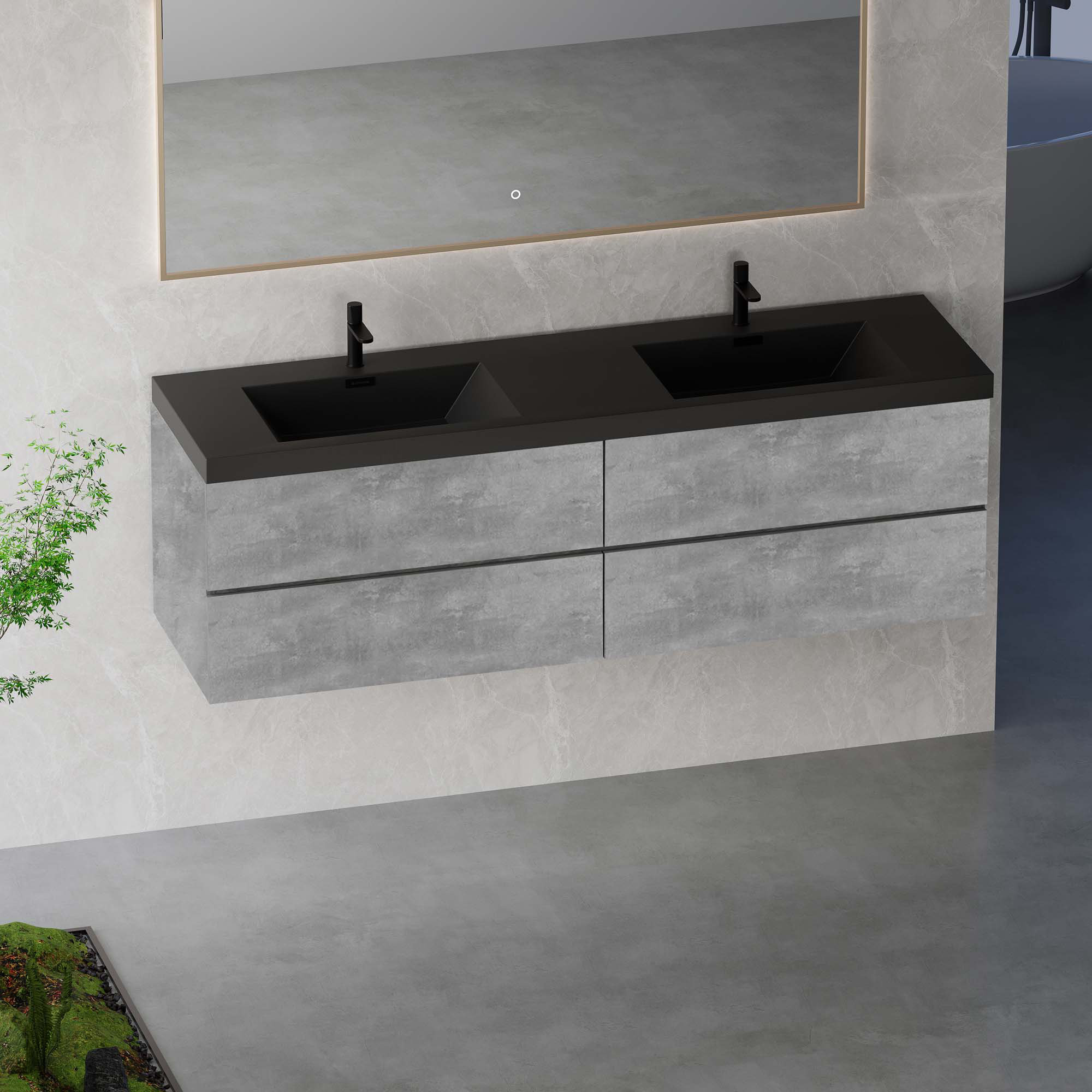 Ebern Designs Floating Bathroom Vanity With Sink, Modern Wall-Mounted ...
