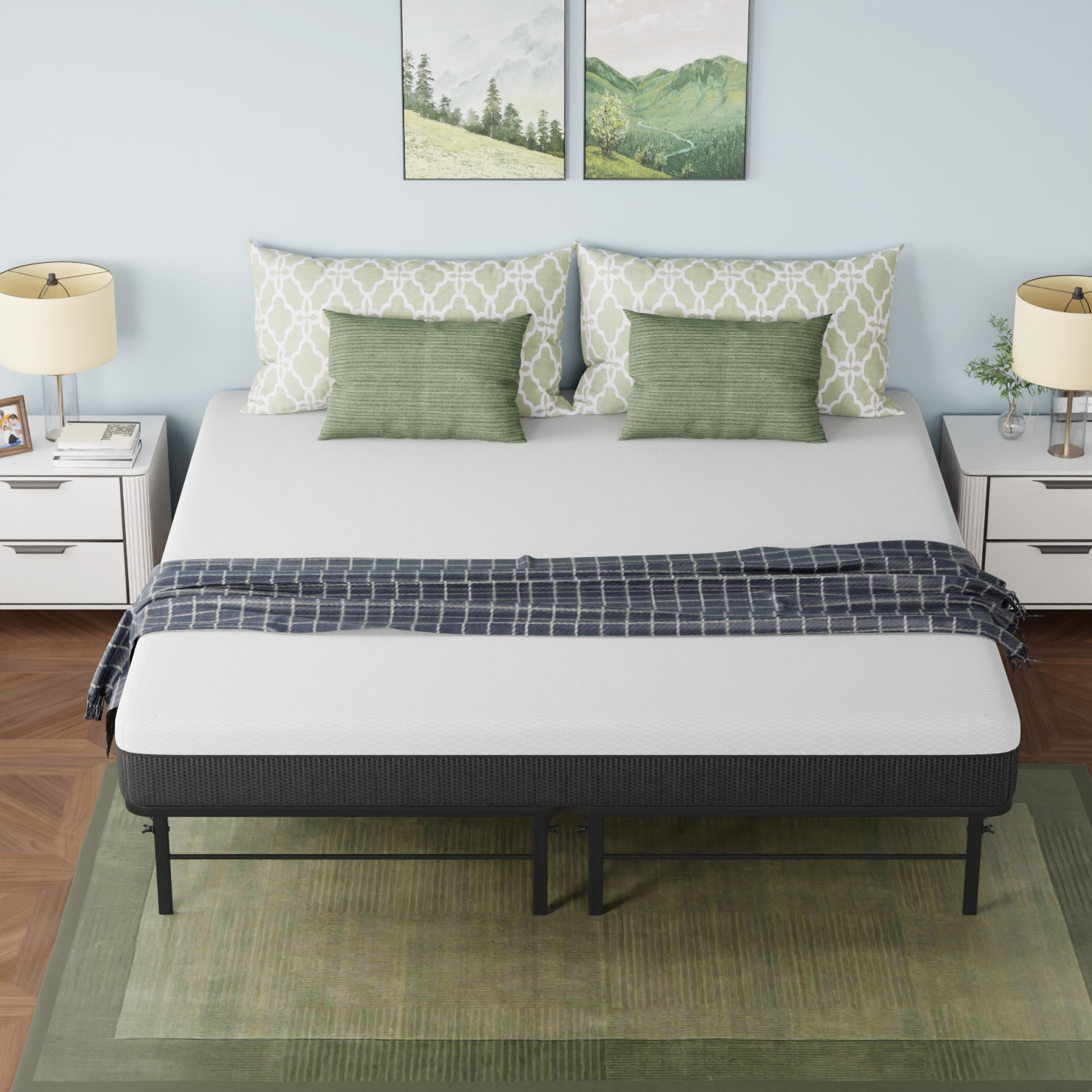 Alwyn Home Metal Bed Frame Foldable Metal Platform Mattress Foundation ...